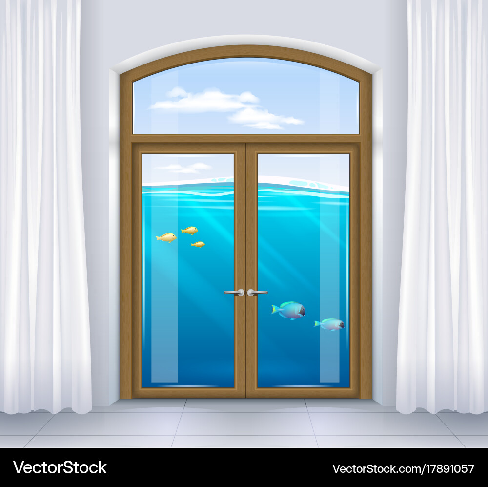 Window of underwater landscape Royalty Free Vector Image