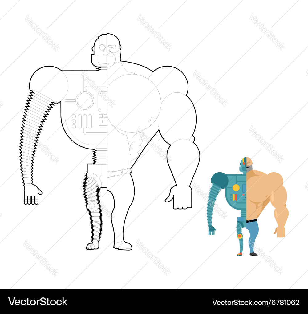 Bionic robot coloring book cyber-man of future Vector Image