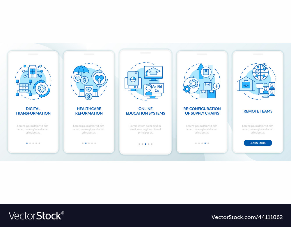 Business Trends Blue Onboarding Mobile App Screen Vector Image