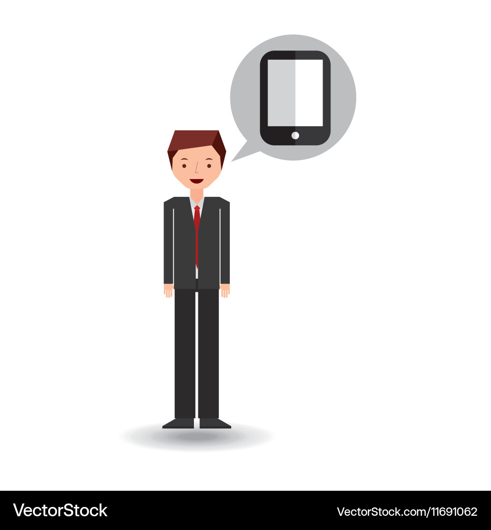 Character businessman with smartphone Royalty Free Vector