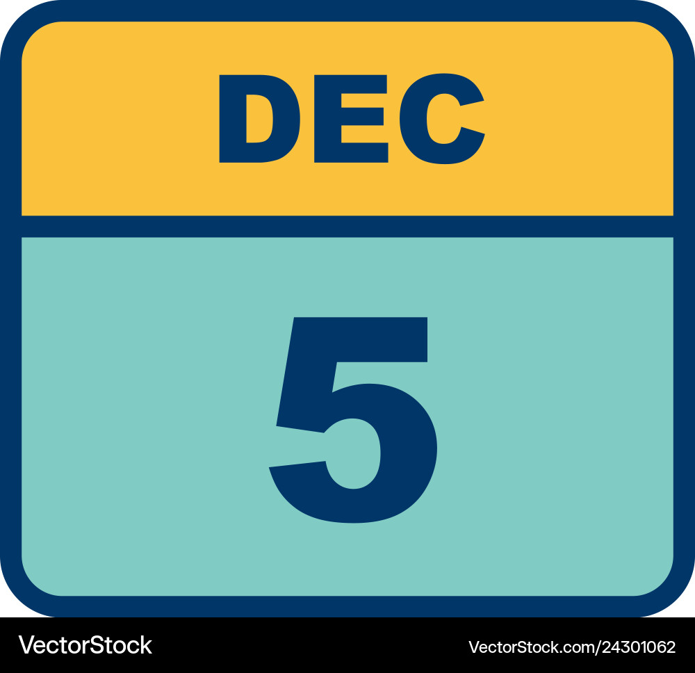 December 5th date on a single day calendar Vector Image
