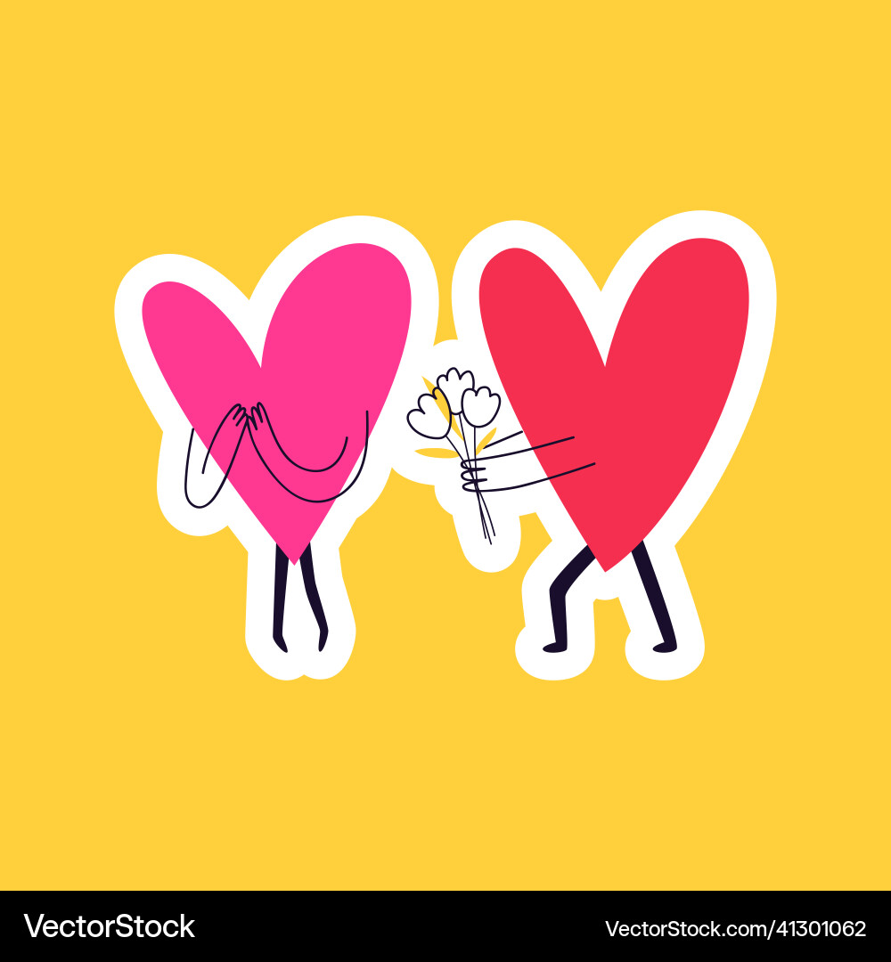 Drawn sticker doodle hearts sketch a heart Vector Image