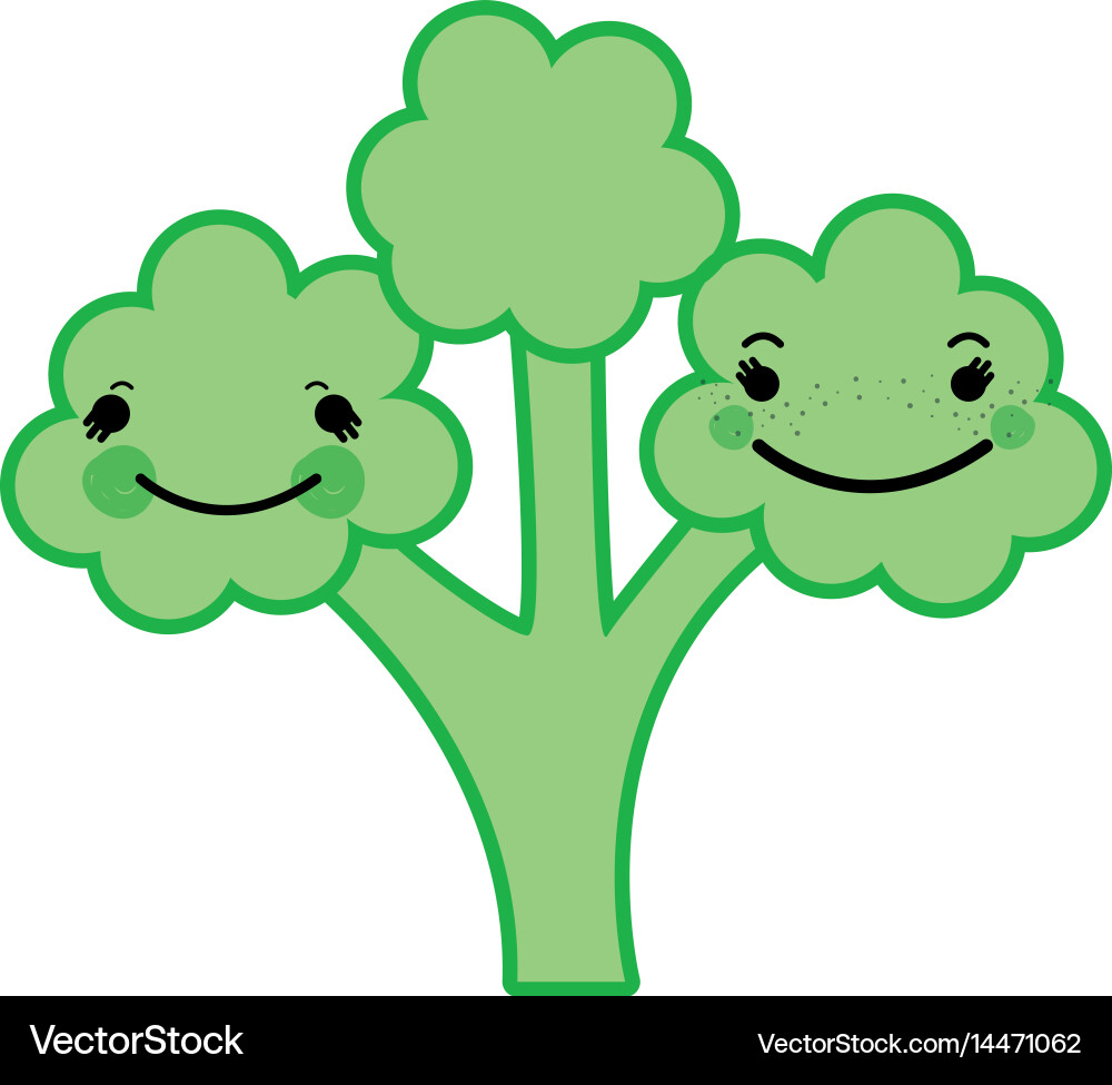 Kawaii cute happy broccoli vegetable Royalty Free Vector