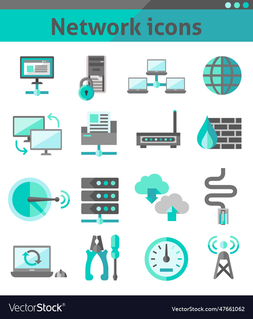 Network icons set Royalty Free Vector Image - VectorStock