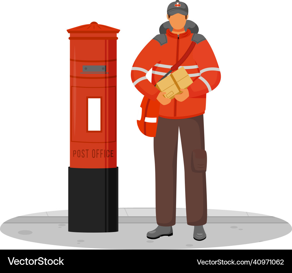 Post office male worker flat color royal mail Vector Image
