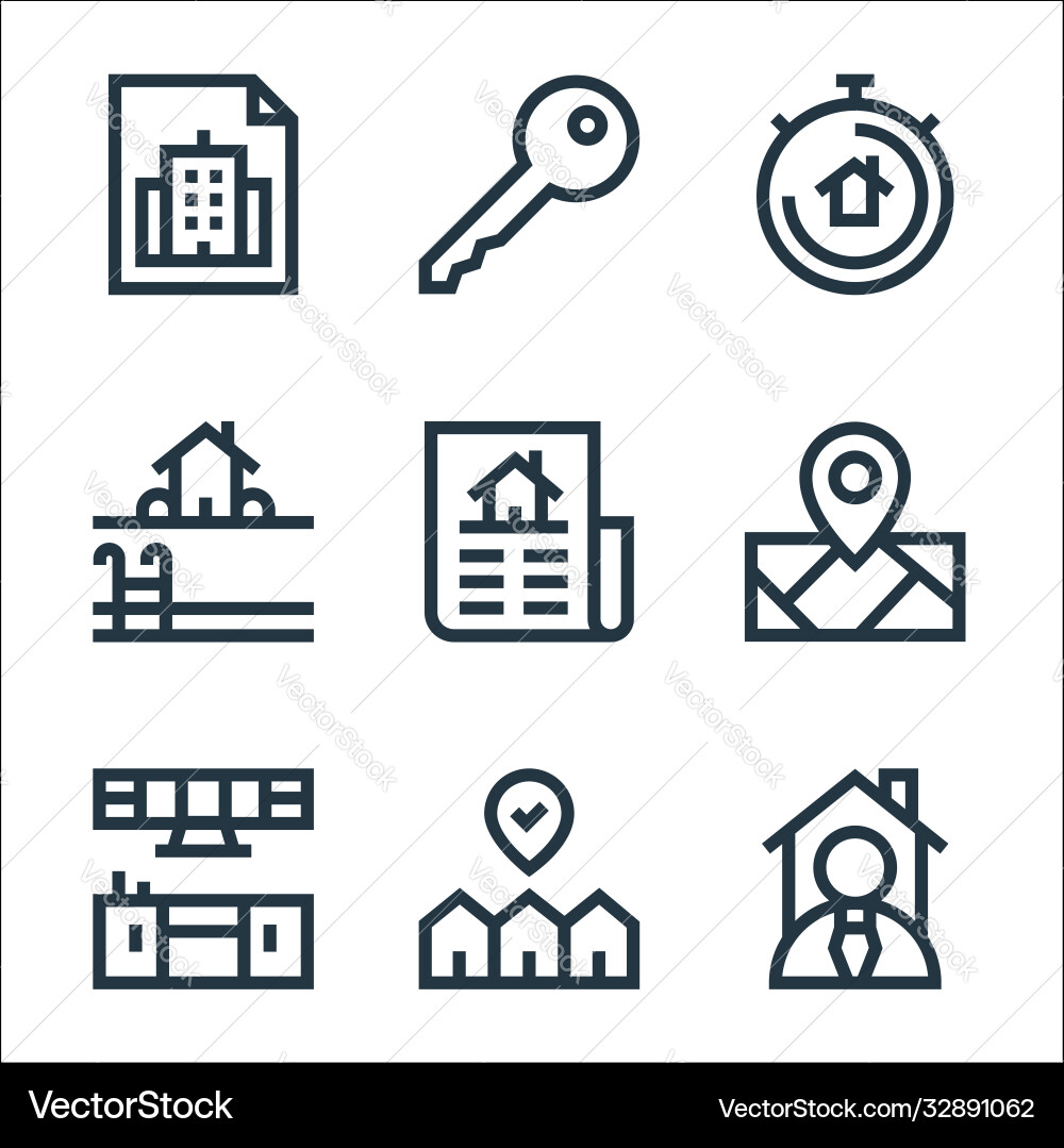 Real estate line icons linear set quality Vector Image