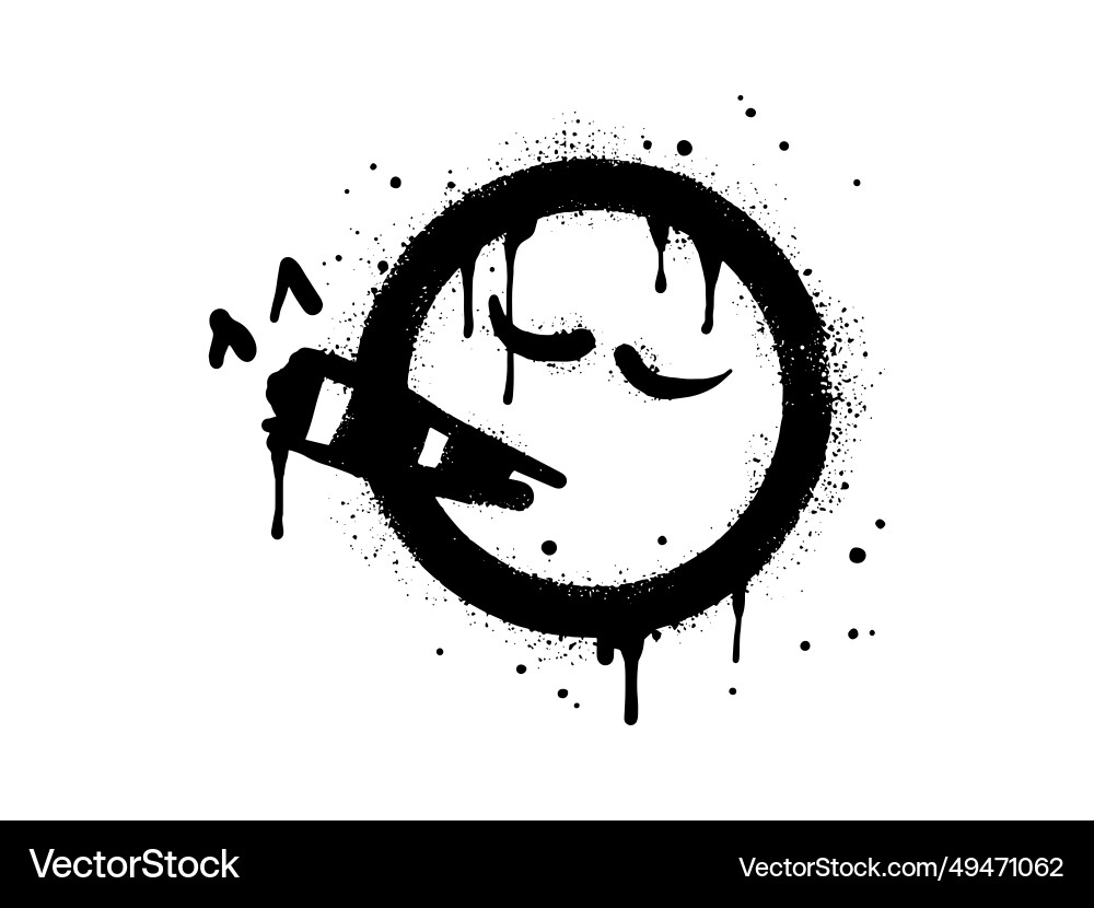 Smoking face emoticon character spray painted Vector Image