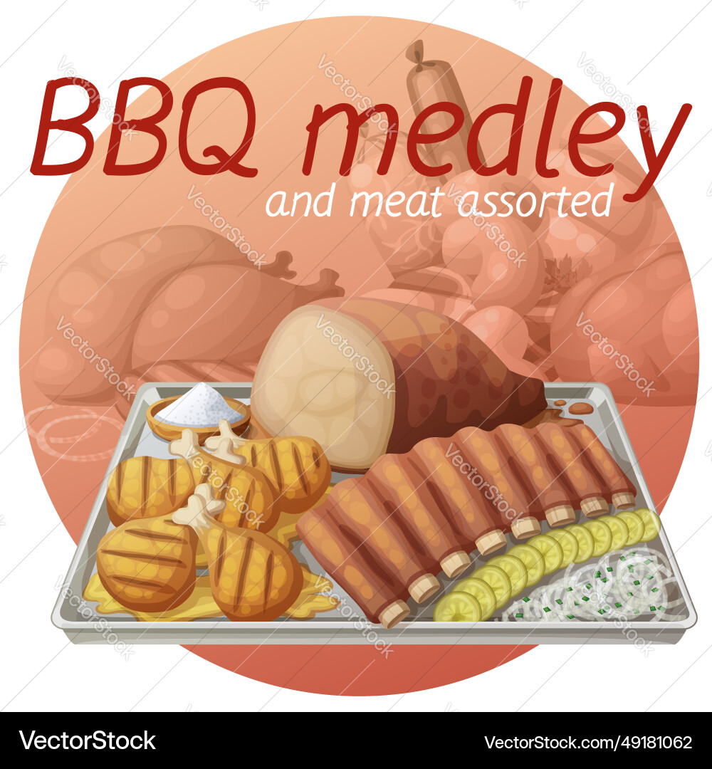 Texas bbq medley cartoon icon Royalty Free Vector Image