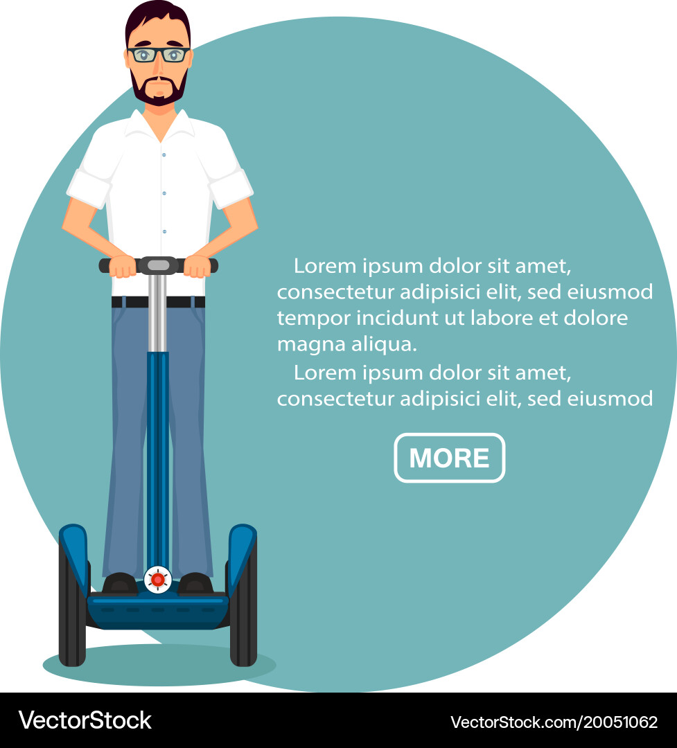 Young businessman on segway Royalty Free Vector Image