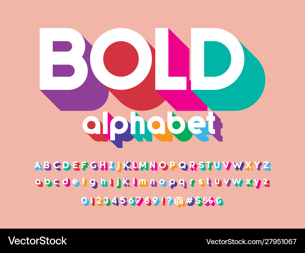 3d colour font Royalty Free Vector Image - VectorStock