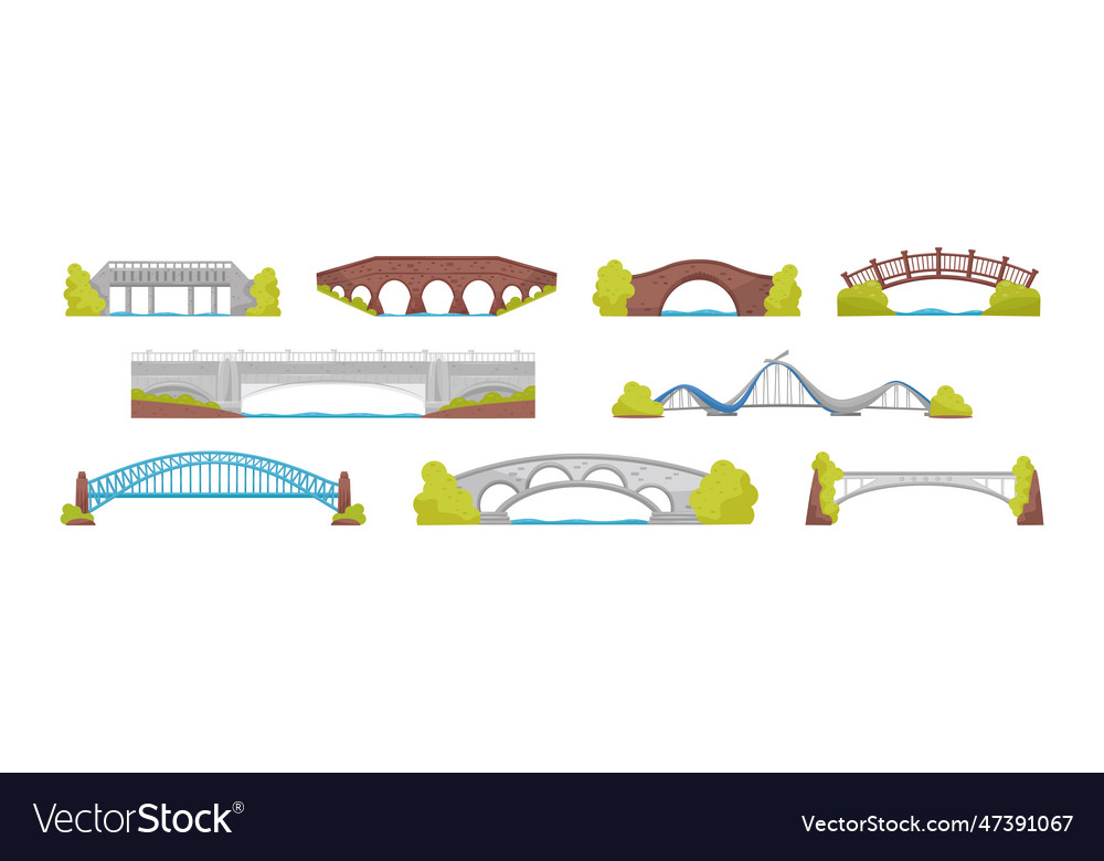 Different bridge as structure for spanning Vector Image Different bridge as structure for spanning Vector Image