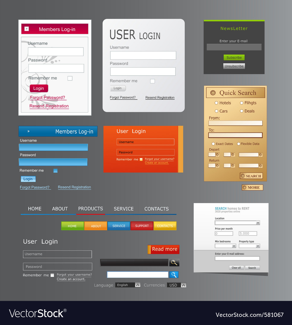 Elements web design Royalty Free Vector Image - VectorStock
