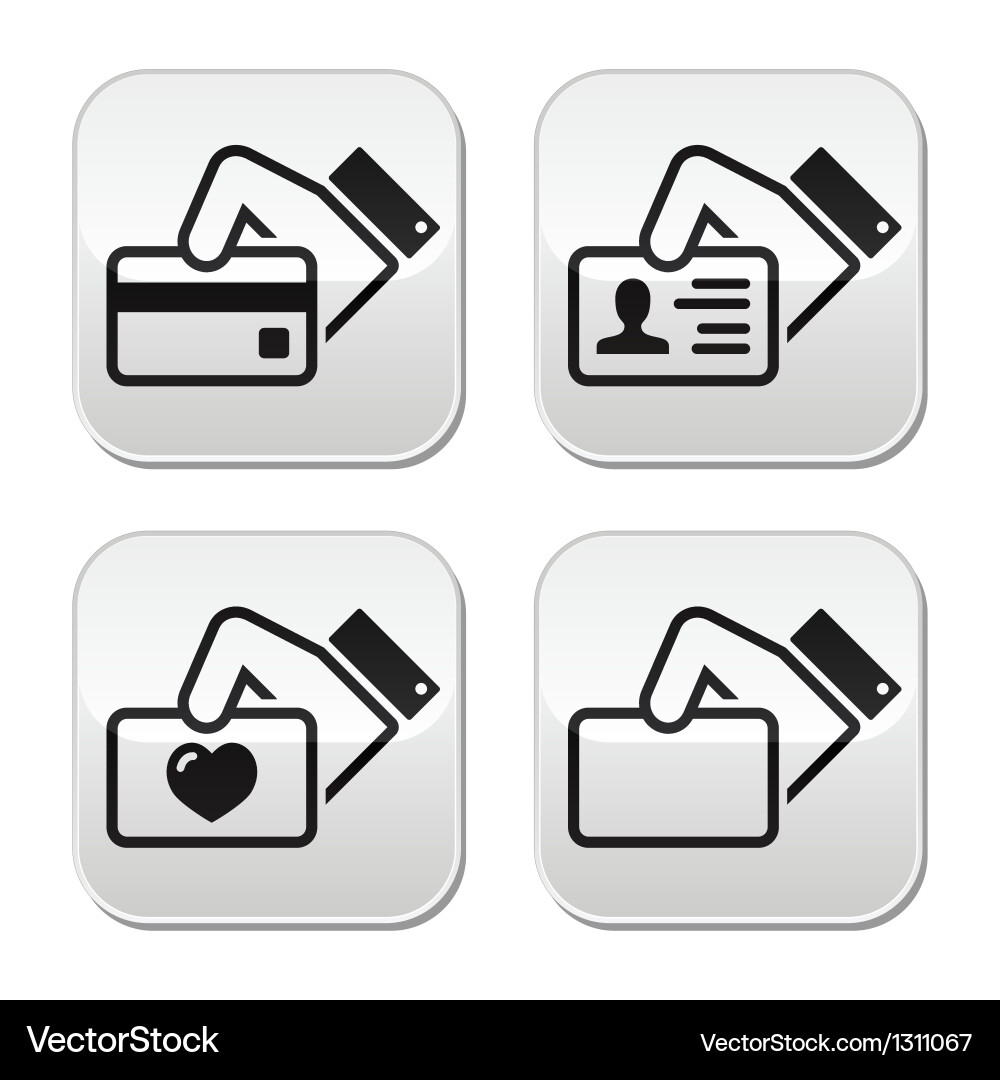 Hand holding credit card business id button Vector Image