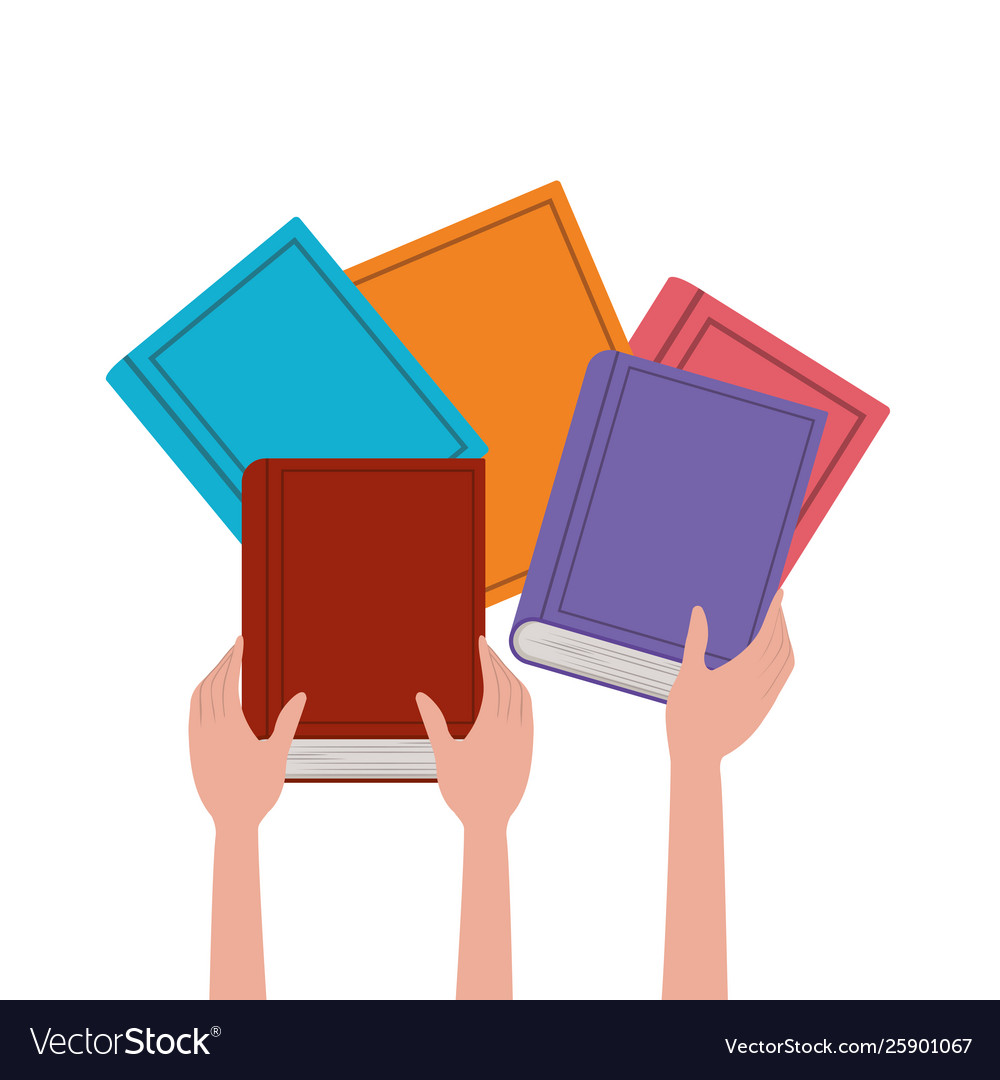 Isolated books and hand design Royalty Free Vector Image