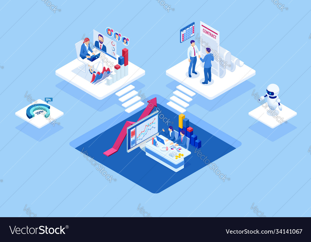 Isometric concept business analysis analytics Vector Image