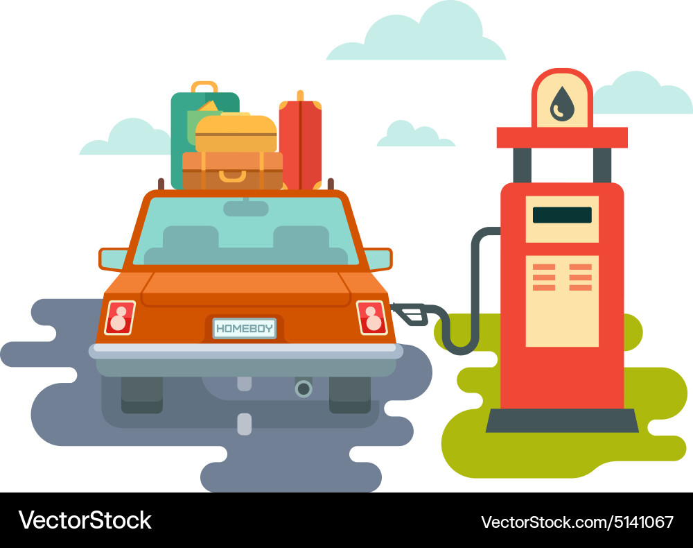 Refuel car at gas station Royalty Free Vector Image