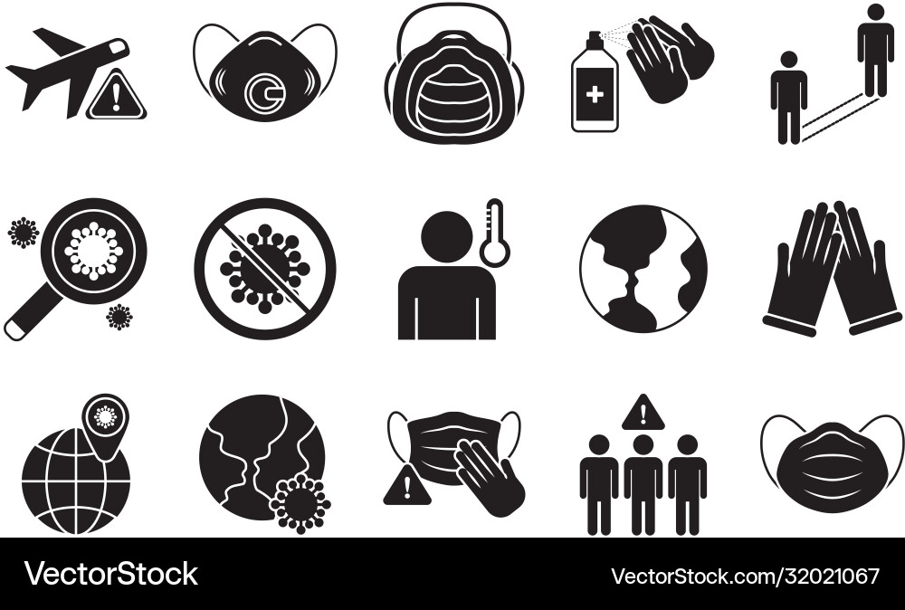 Set icons prevention protection coronavirus Vector Image