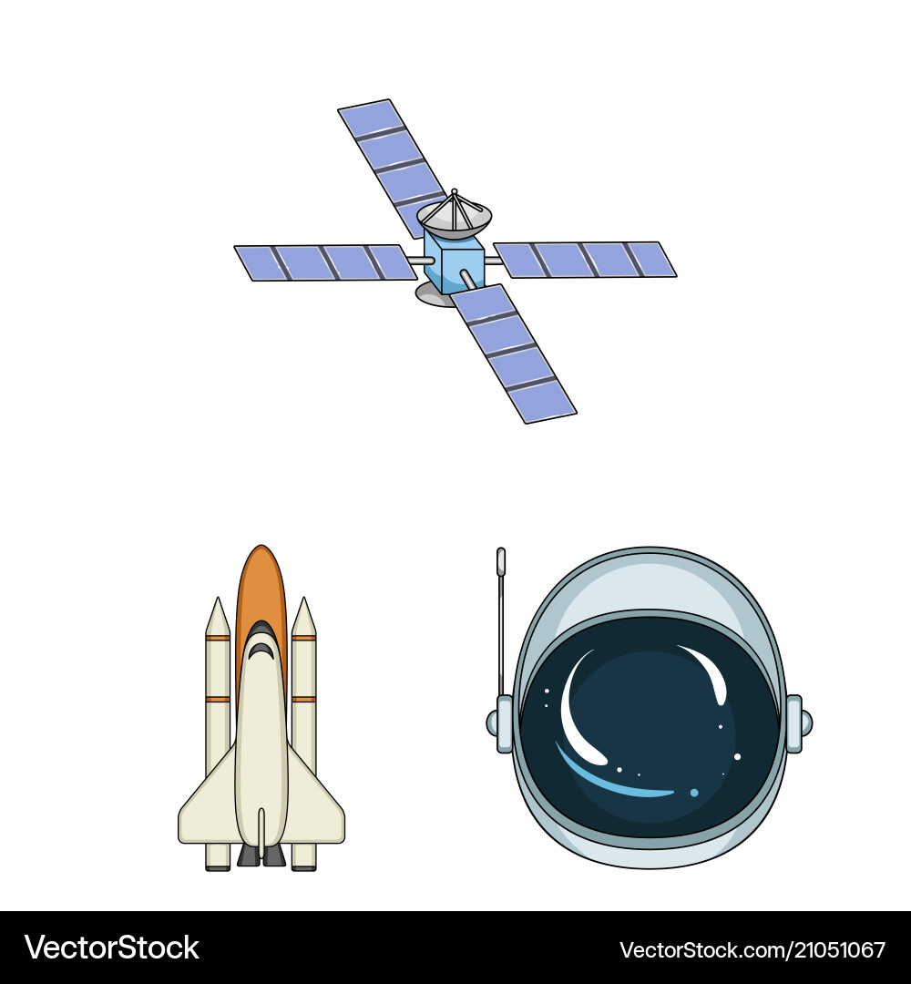 Space technology cartoon icons in set collection Vector Image
