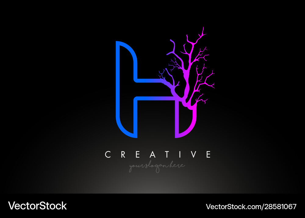 Tree letter h design logo with purple blue Vector Image