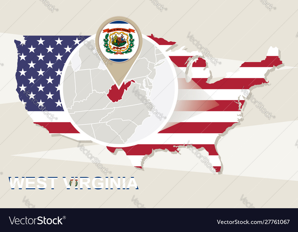Usa map with magnified west virginia state Vector Image