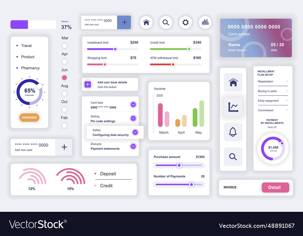 User interface elements set for data analysis Vector Image User interface elements set for data analysis Vector Image