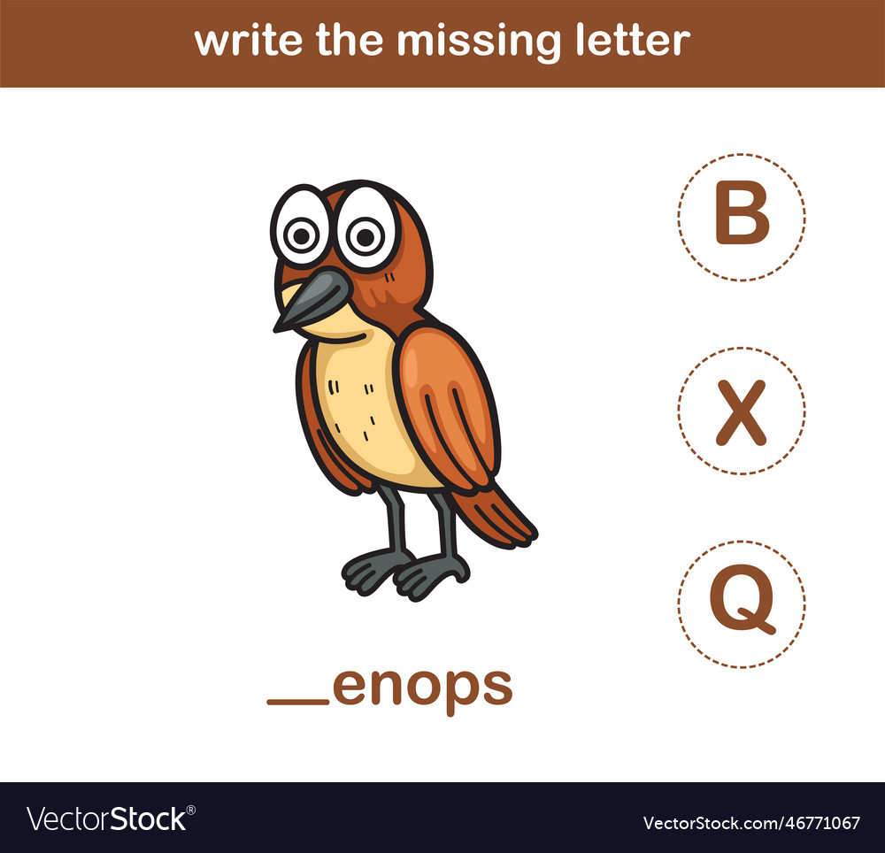 Write the missing letter Royalty Free Vector Image