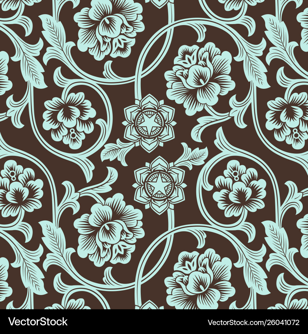 Asian ornamental colored antique floral pattern Vector Image