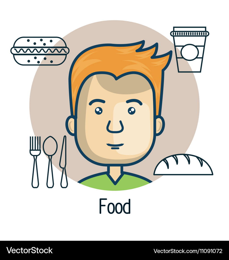 Avatar man with food design Royalty Free Vector Image