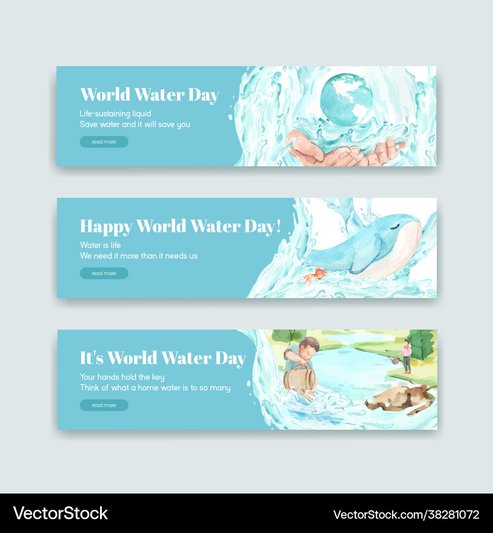 Banner template with world water day concept Vector Image