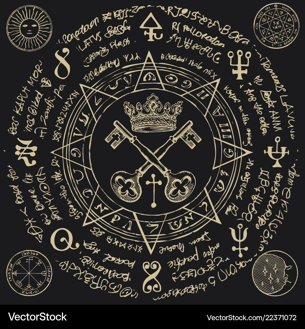 Banner with keys and crown in an octagonal star Vector Image
