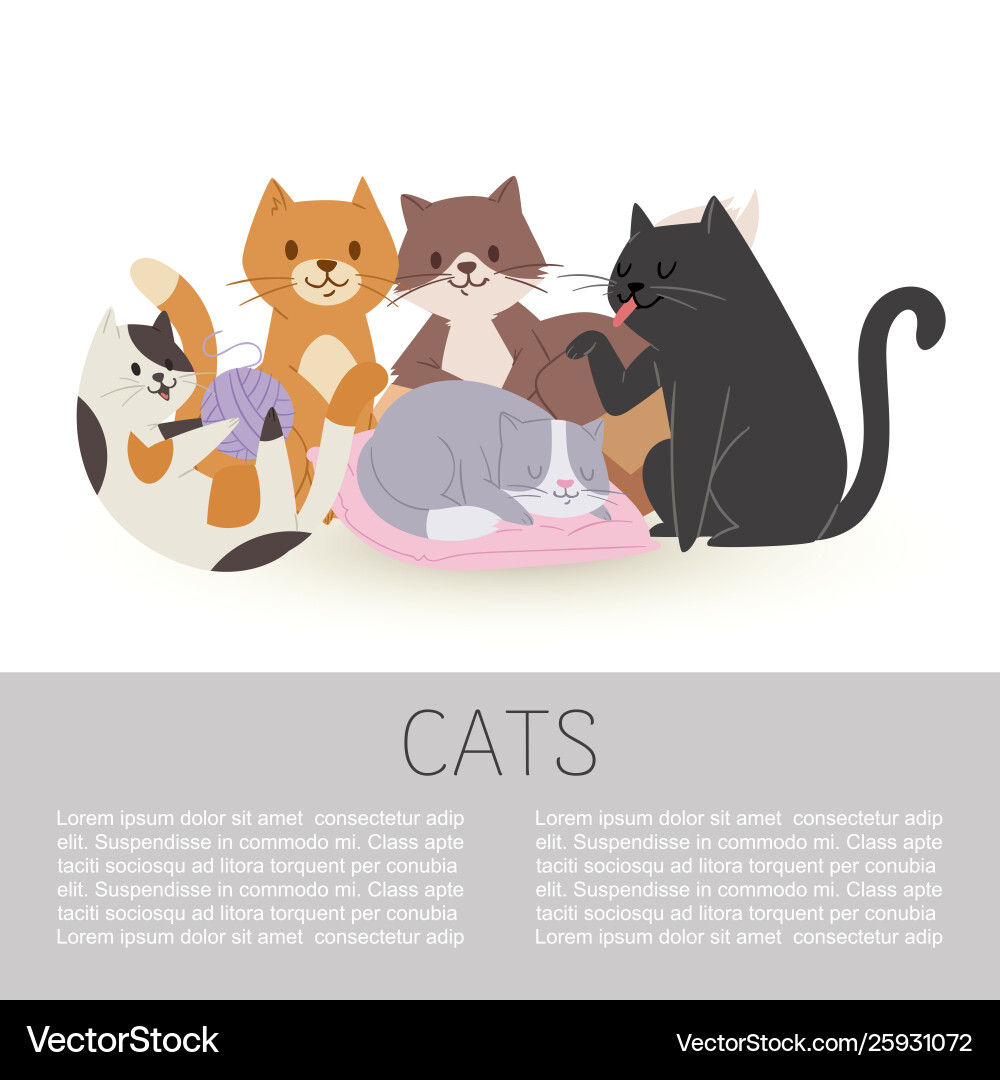 Cartoon characters cute tabby cats Royalty Free Vector Image