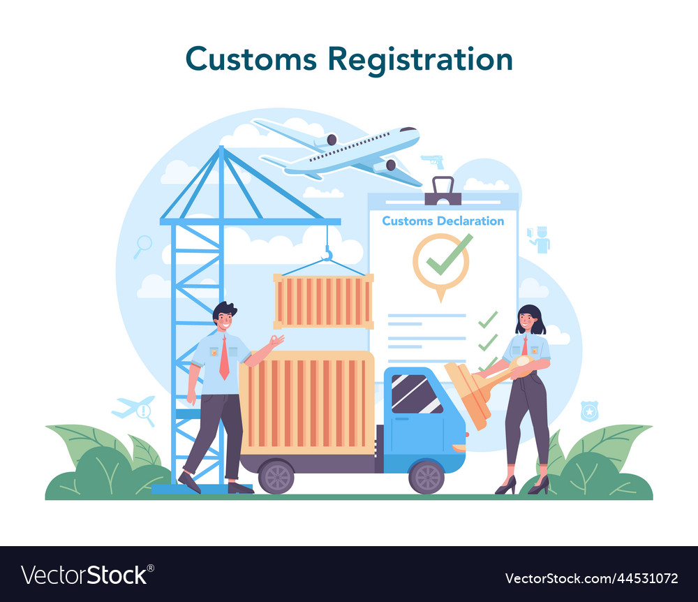 Customs officer concept passport control Vector Image Customs officer concept passport control Vector Image