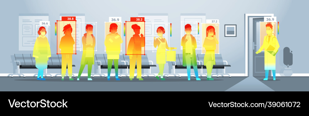 Detecting elevated body temperature of people Vector Image