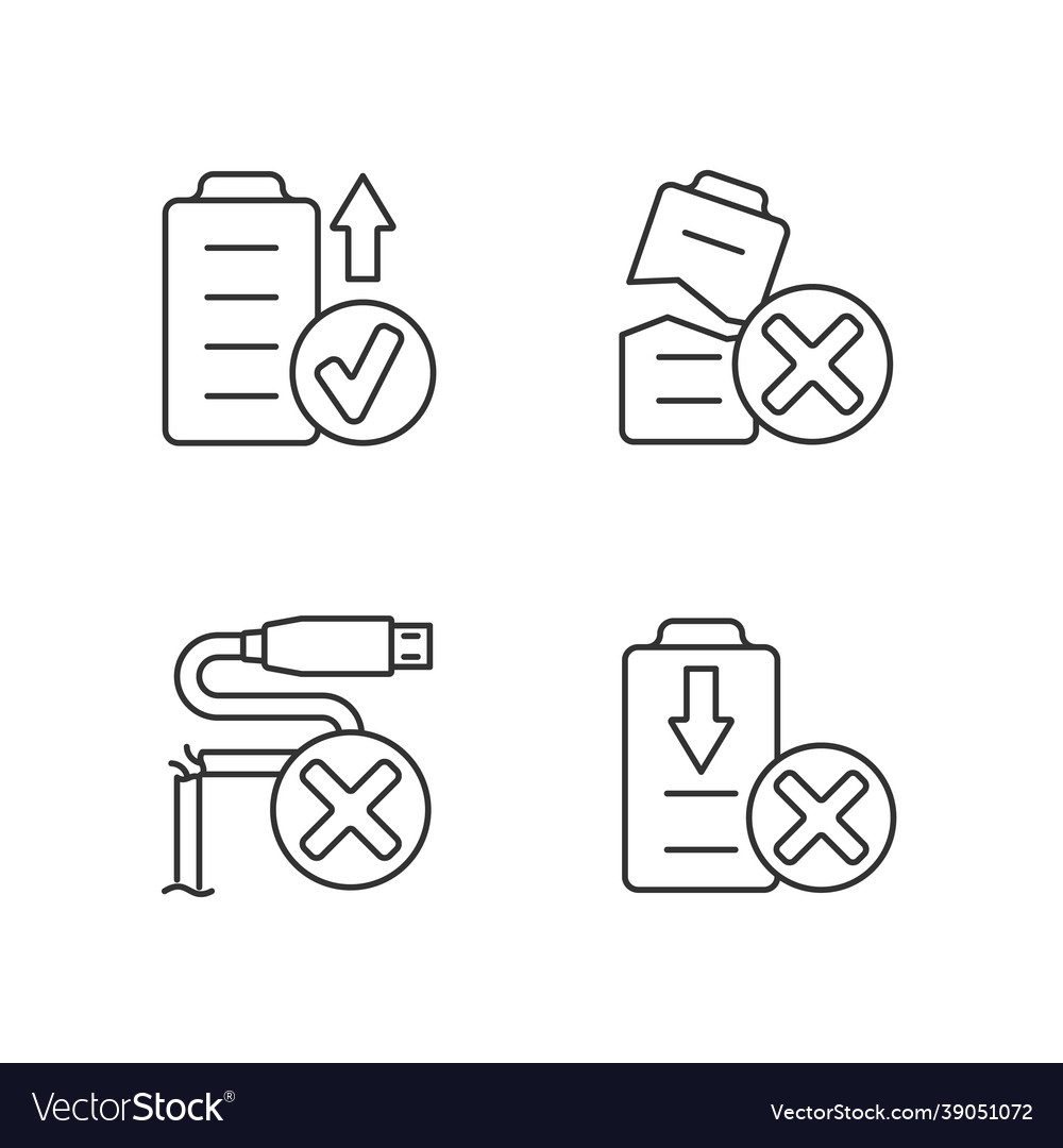 Drone performance linear manual label icons set Vector Image