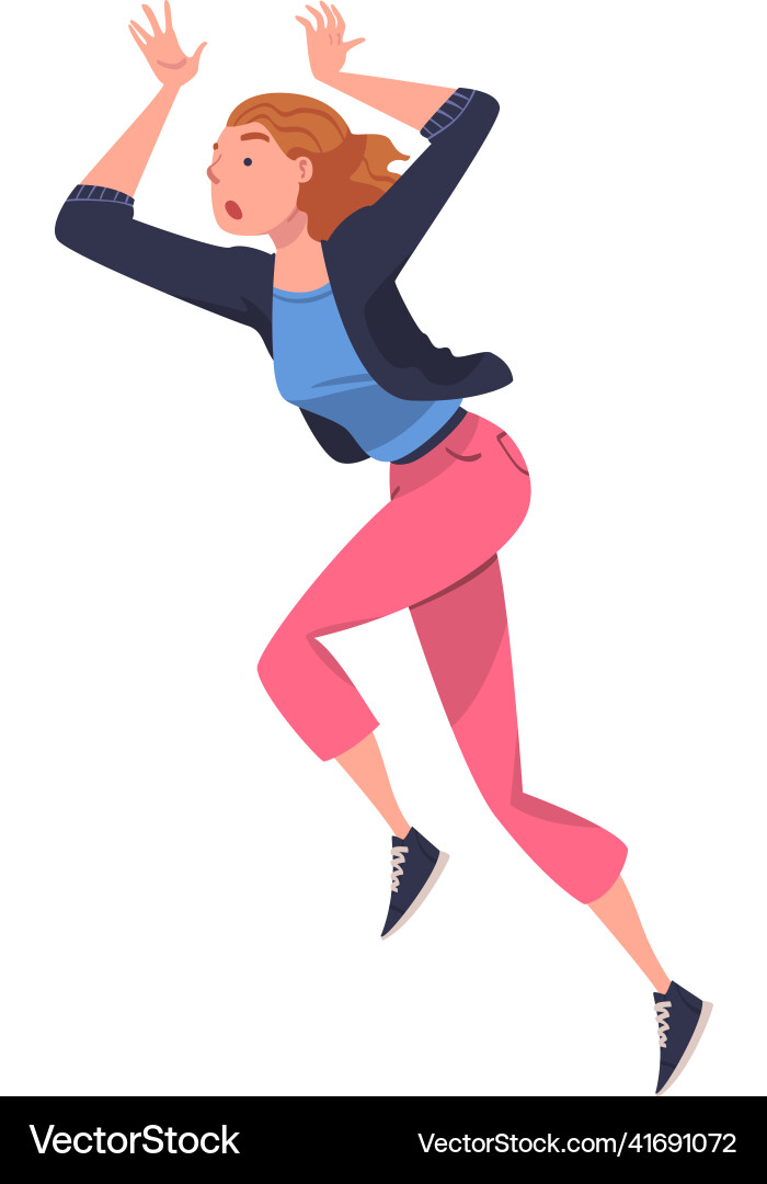 Fire emergency with woman escaping saving life Vector Image