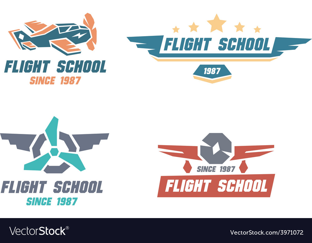 Flight school emblems Royalty Free Vector Image