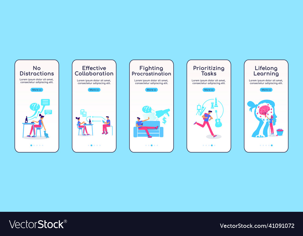 Improving Work Efficiency Onboarding Mobile App Vector Image