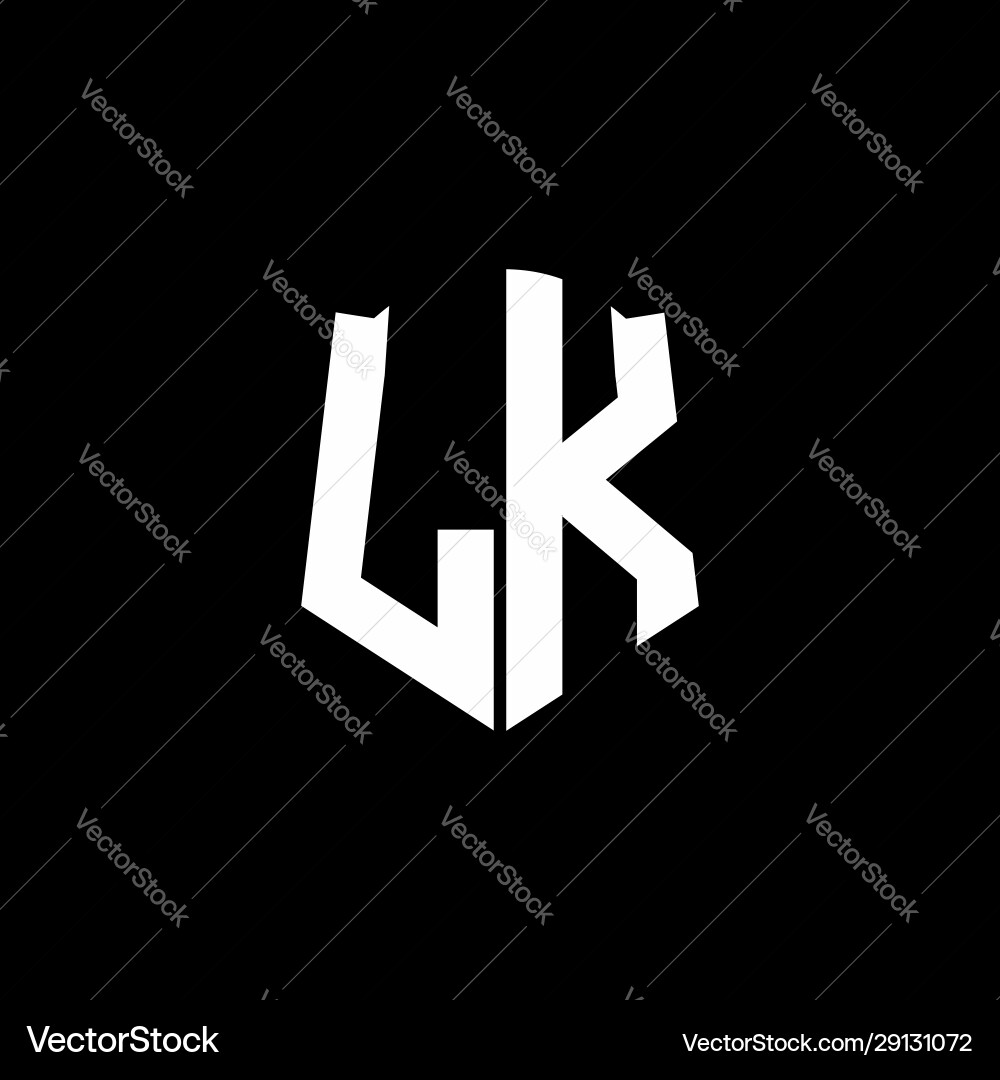 Lk monogram letter logo ribbon with shield style Vector Image