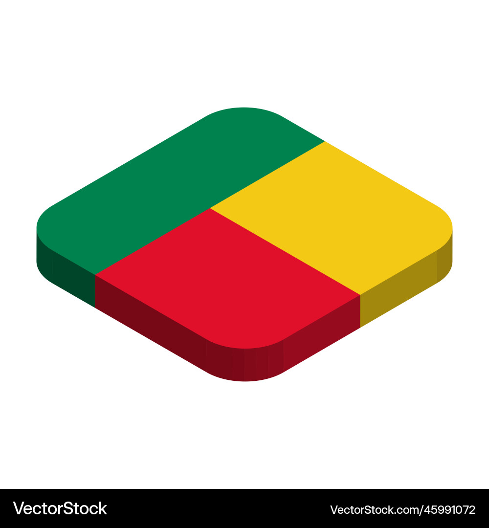 Rounded square isometric flag of benin Royalty Free Vector