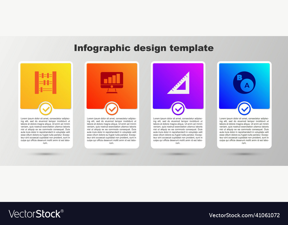 Set abacus computer monitor with graph chart Vector Image