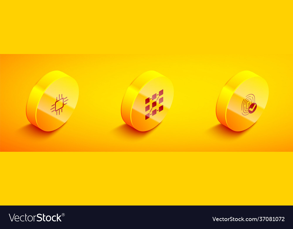 Set isometric processor with microcircuits cpu Vector Image