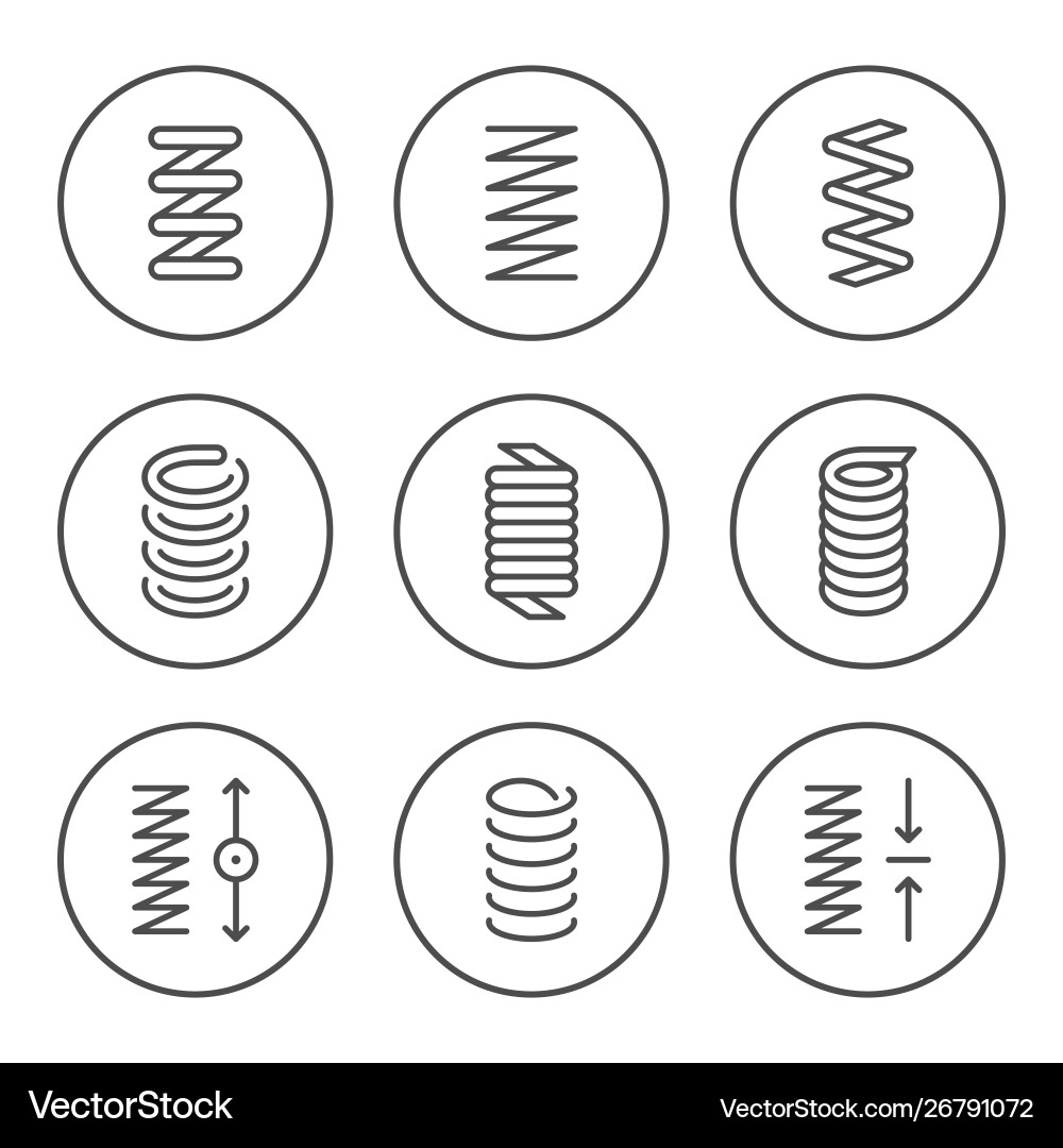 Set round line icons spring Royalty Free Vector Image