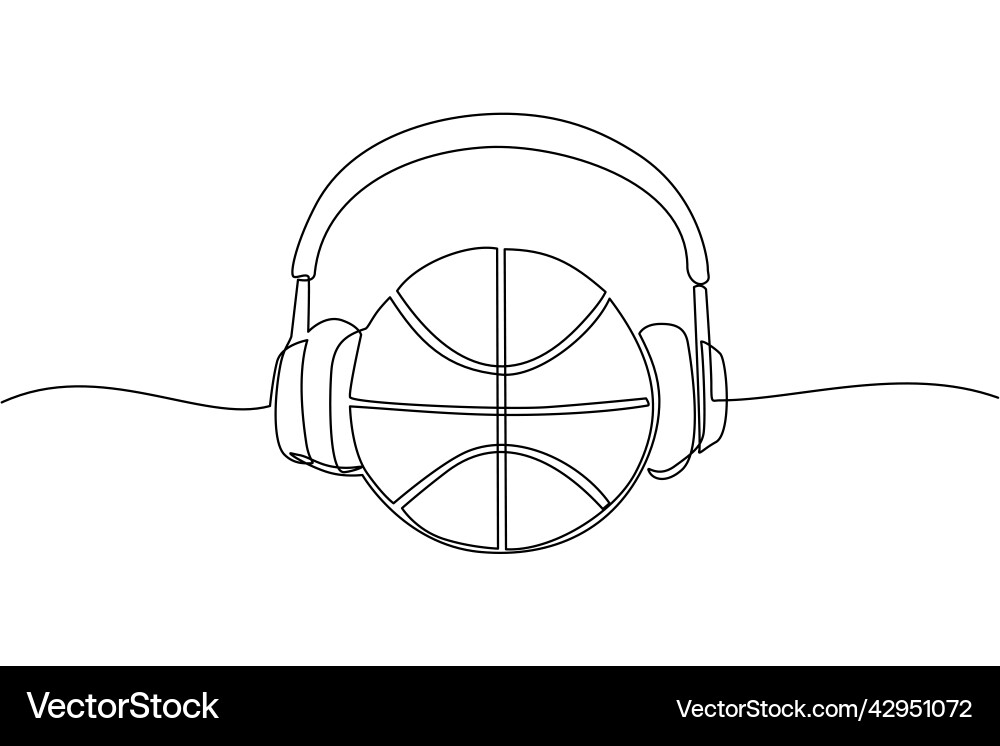 Single one line drawing basketball ball Royalty Free Vector