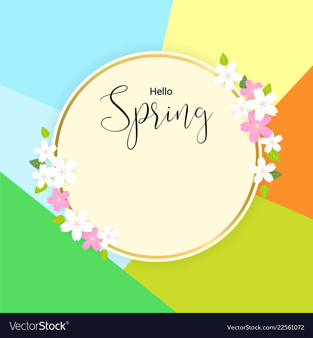 Spring banner background with flower frame Vector Image