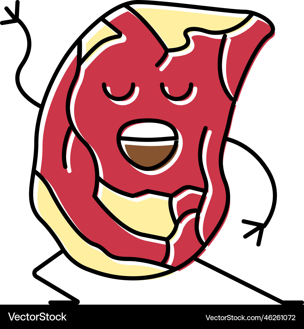 Steak meat character color icon Royalty Free Vector Image
