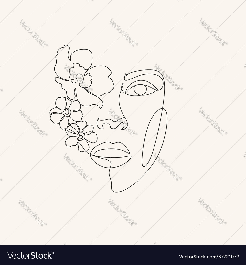Surreal Face Continuous Line Drawing Royalty Free Vector