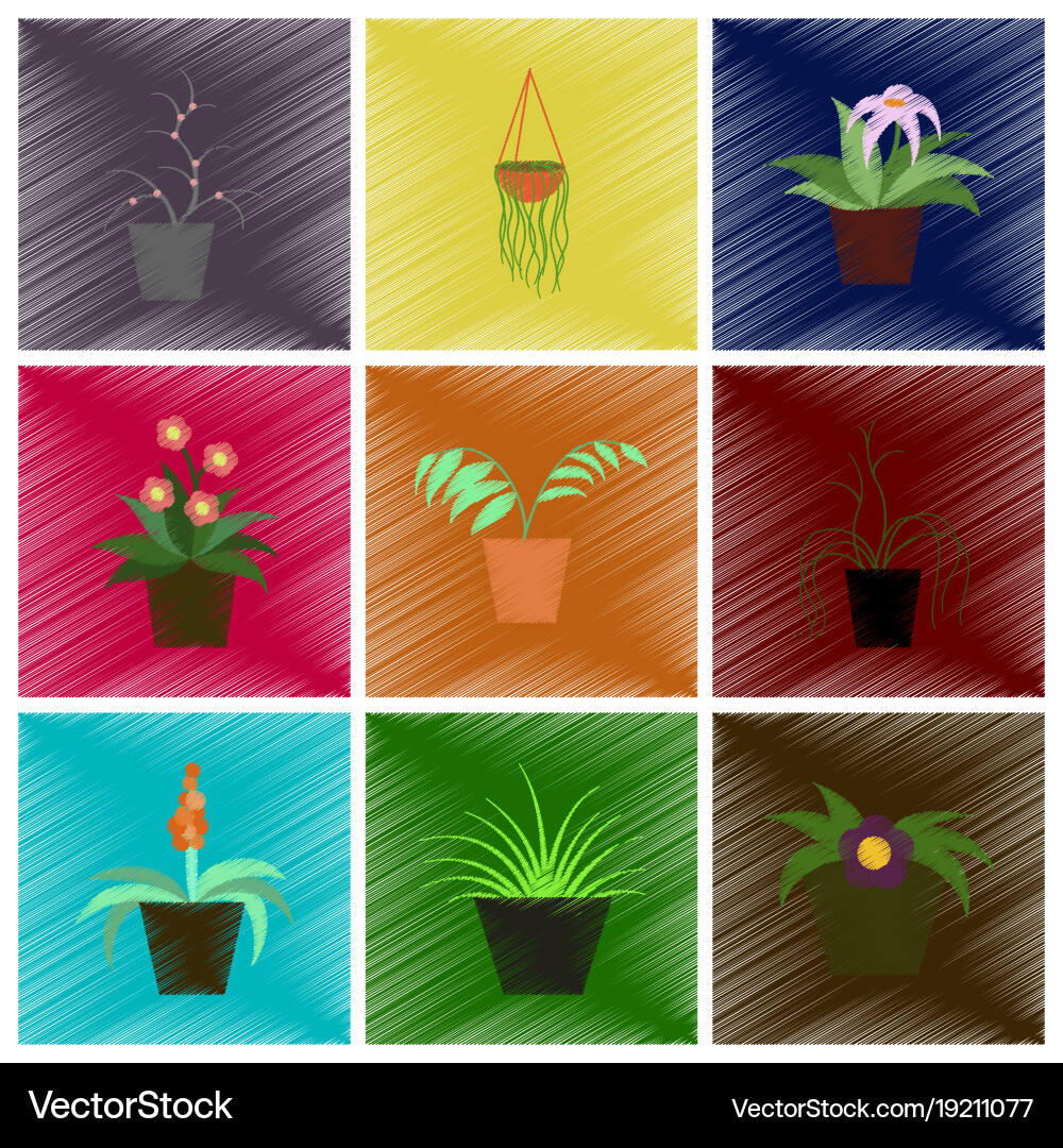Assembly flat shading style icons houseplants Vector Image