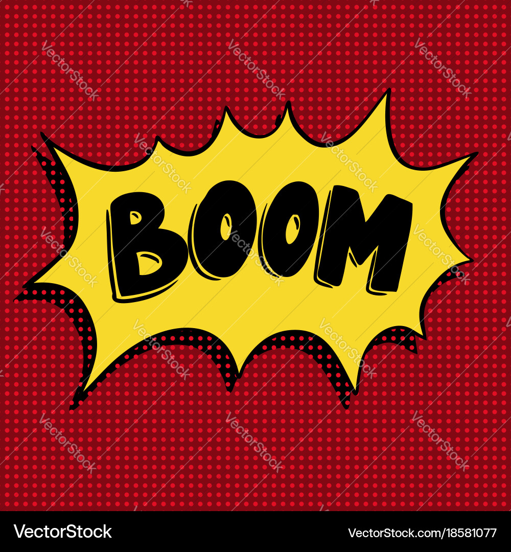 Boom hand drawn phrase in pop art style Royalty Free Vector