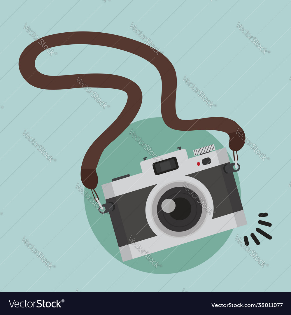 Digital camera with strap Royalty Free Vector Image