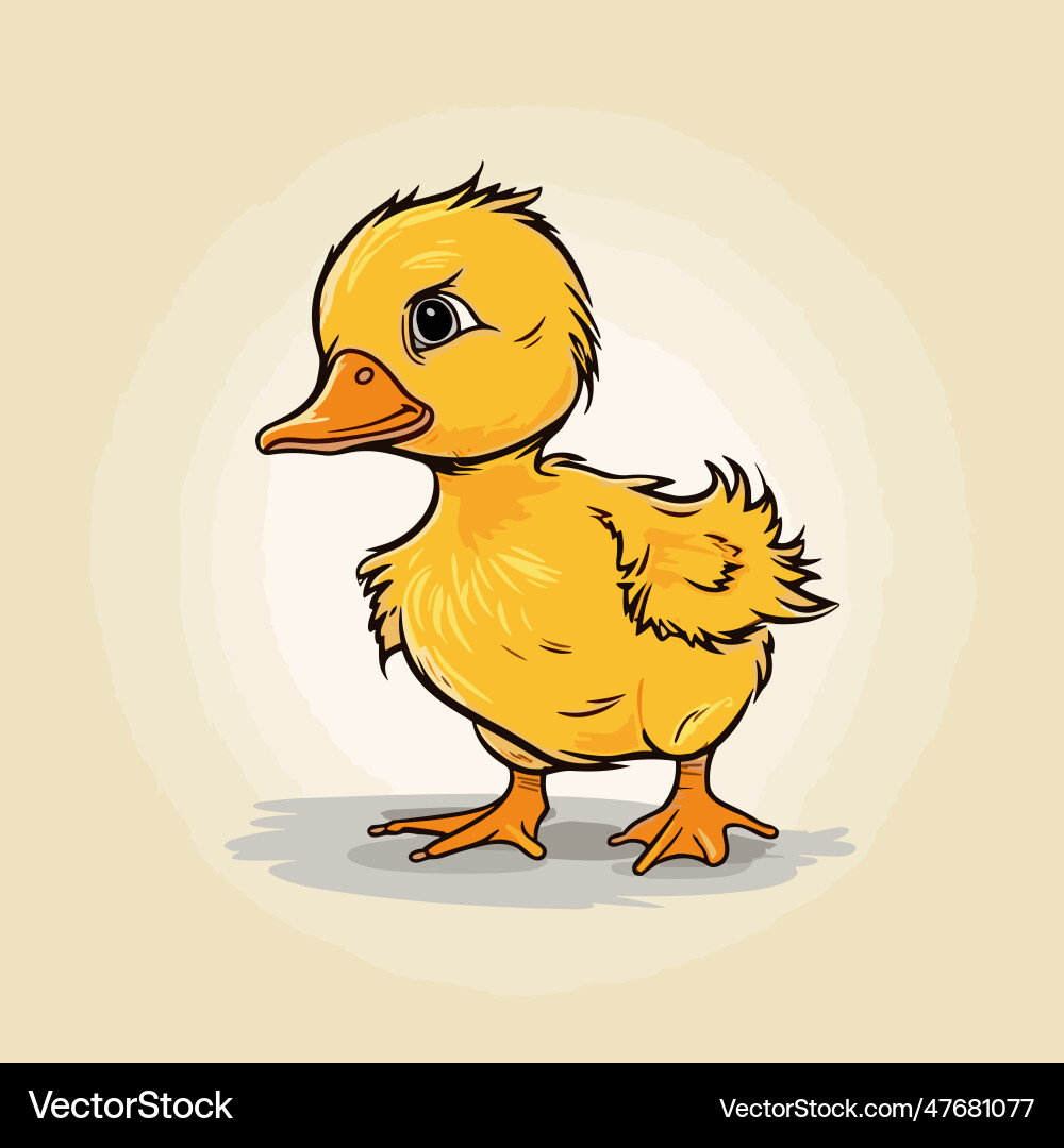 Duckling hand-drawn doodle style cartoon Vector Image